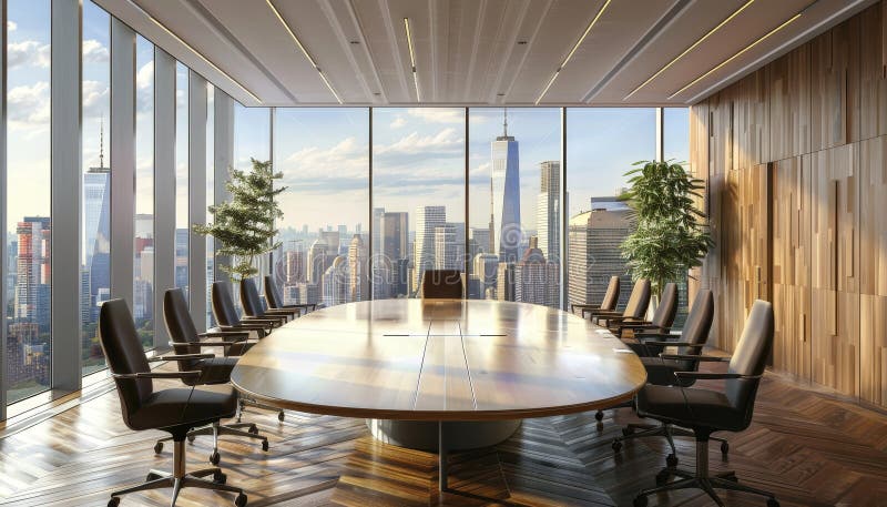 A Large Conference Table with a View of the City by AI Generated Image ...