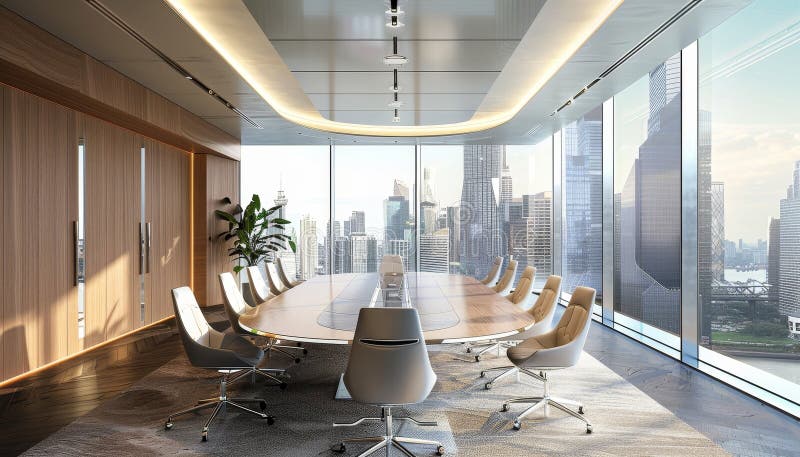 A Large Conference Table with a View of the City by AI Generated Image ...