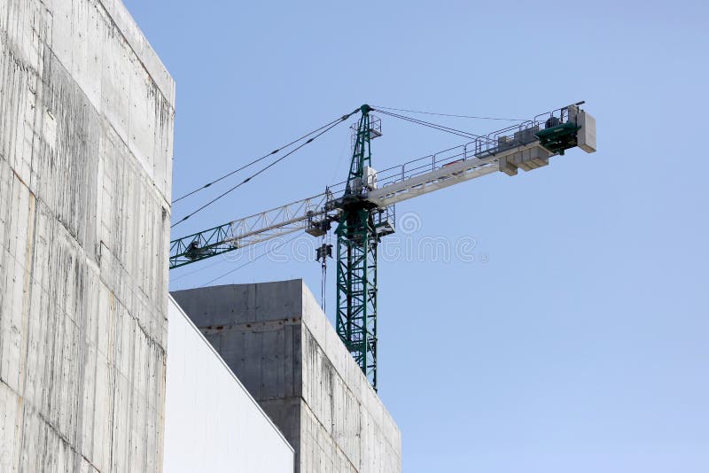 Large Construction Crane at the Construction of Buildings Stock Photo ...
