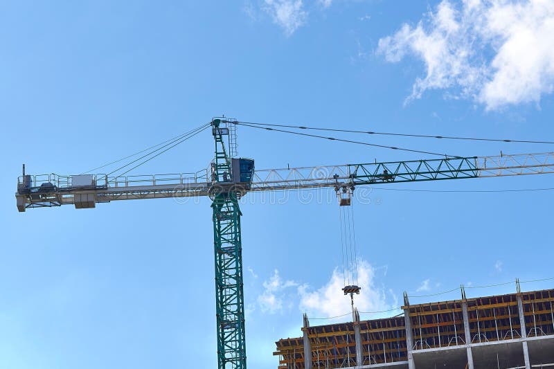 Large Construction High Rise Crane, Clear Blue Sky Stock Image - Image ...