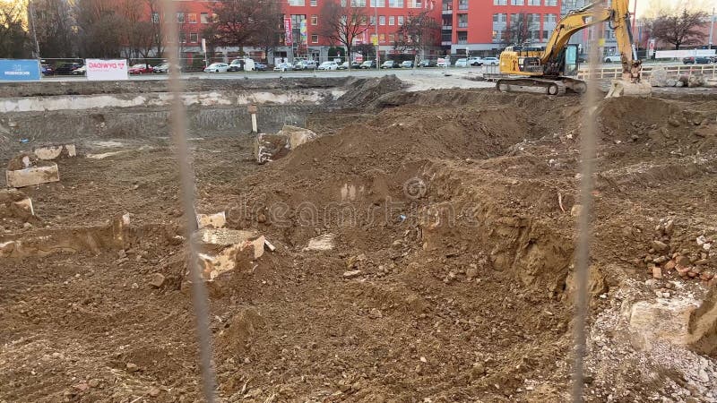 Large Construction Pit with Excavators Stock Footage - Video of ...