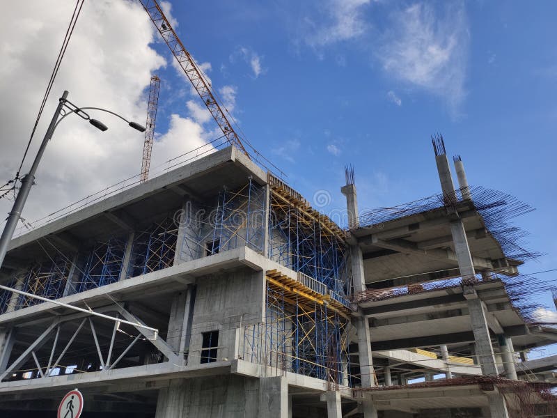 Large Construction Site of Building with Concrete Stock Photo - Image ...