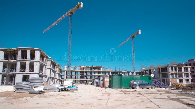 Large Construction Site with Buildings Under Construction and Multi ...
