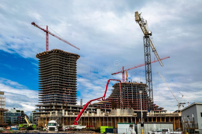 Construction Site with Cranes in Burnaby City Editorial Stock Image ...