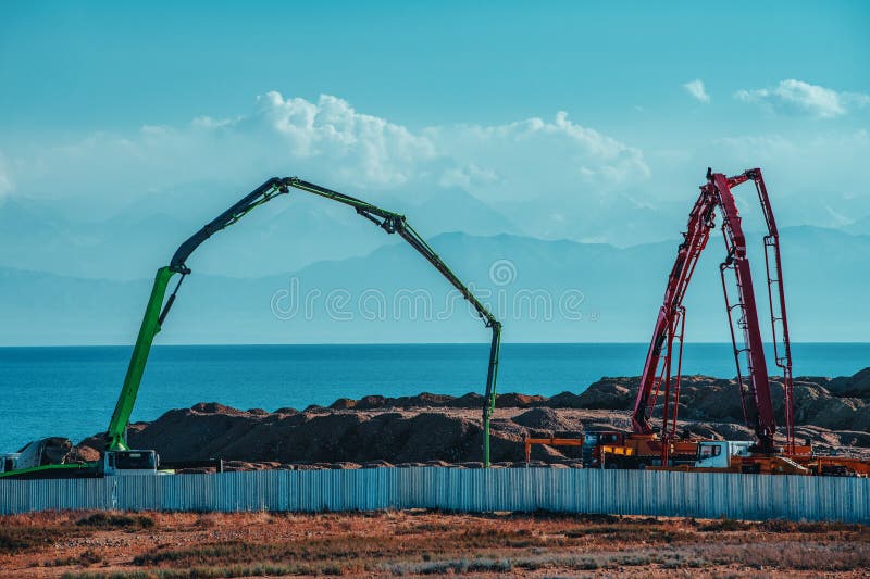 Large Construction Site with Heavy Machinery Stock Photo - Image of ...