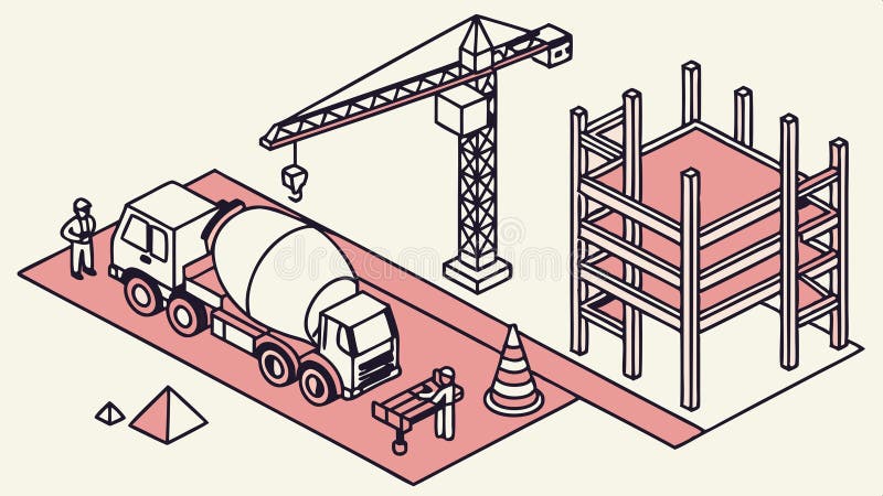 Large Construction Site with Heavy Machinery, Vector Design Generative ...