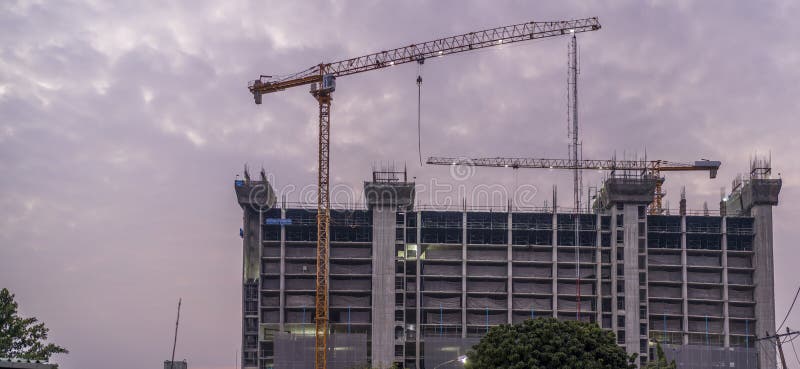 Large Construction Site Including Several Cranes Working Stock Photo ...