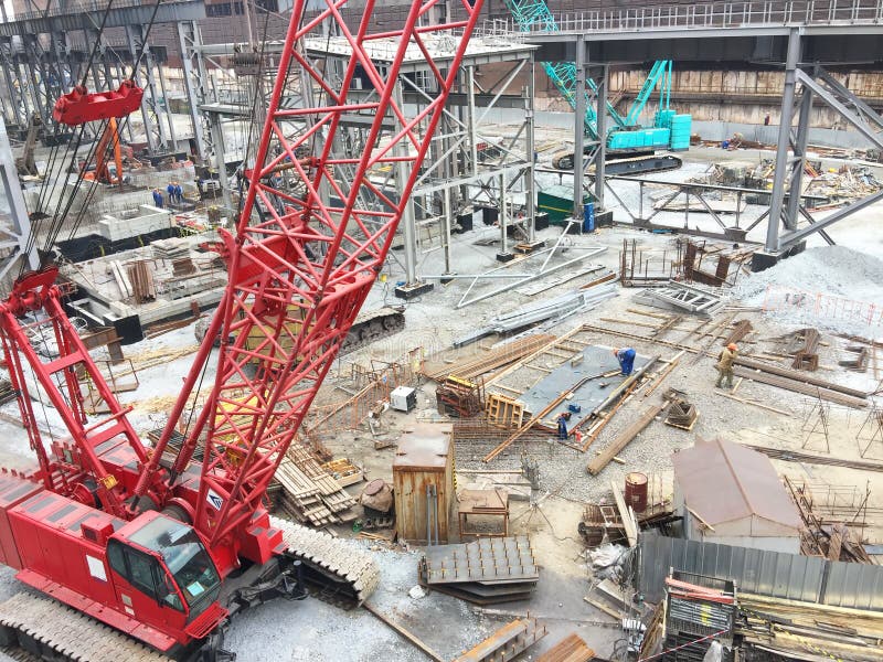 Large Construction Site with a Lot of Construction Equipment Stock ...