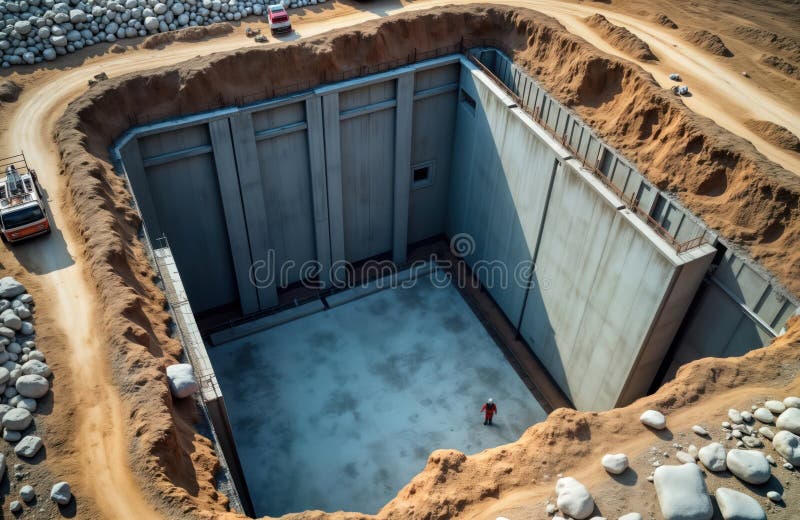 Large Construction Site Shows Reinforced Concrete Foundations for Huge ...