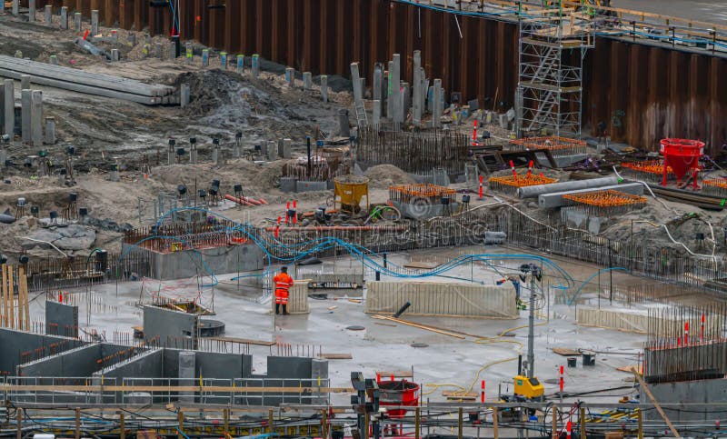 Large Construction Work Site with People Working Editorial Stock Photo ...