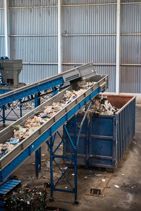 Large Container and Belt Conveyors Transporting Garbage Stock Image ...