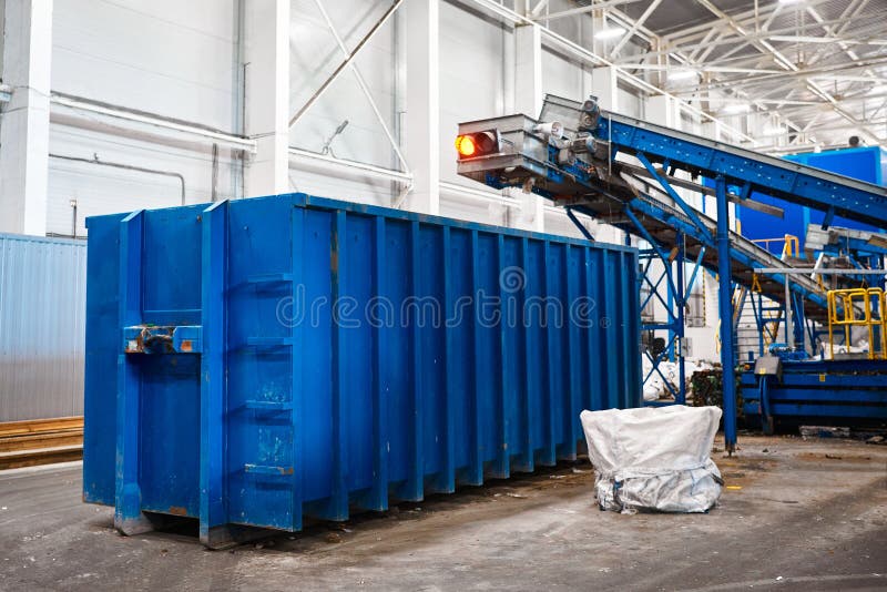 Large Container and Belt Conveyors Transporting Garbage Stock Image ...