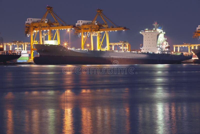 Large Container Boat Approaching on Commercial Port for Loading Stock ...