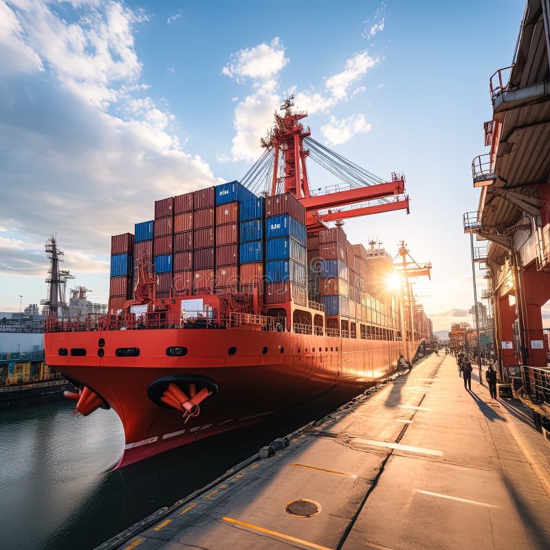 A Large Container Cargo Ship Laden with Cargo Stock Photo - Image of ...
