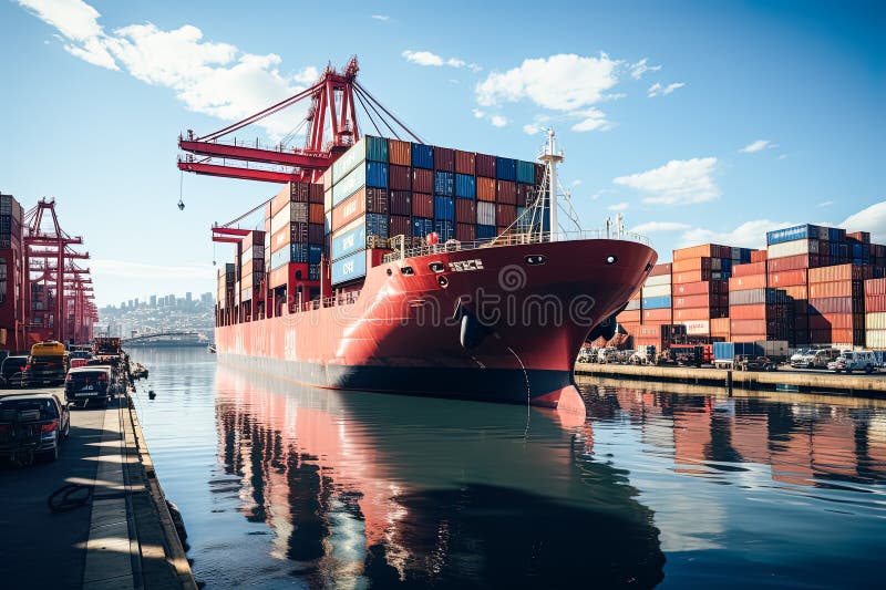 A Large Container Cargo Ship Laden with Cargo Stock Image - Image of ...