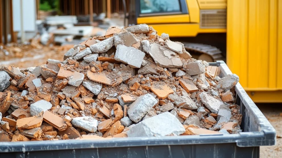 A Large Container Filled with Construction Debris and Waste from Recent ...