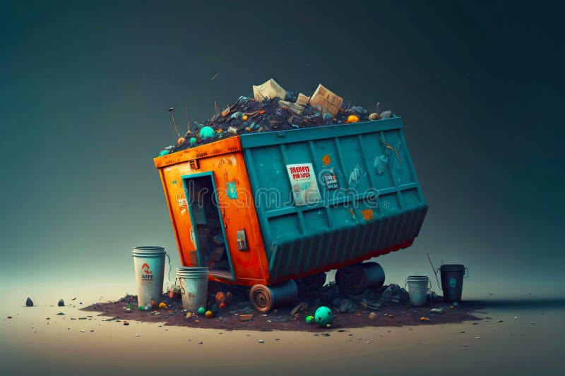 Large Container of Garbage in Landfill Recycling Concept Stock ...