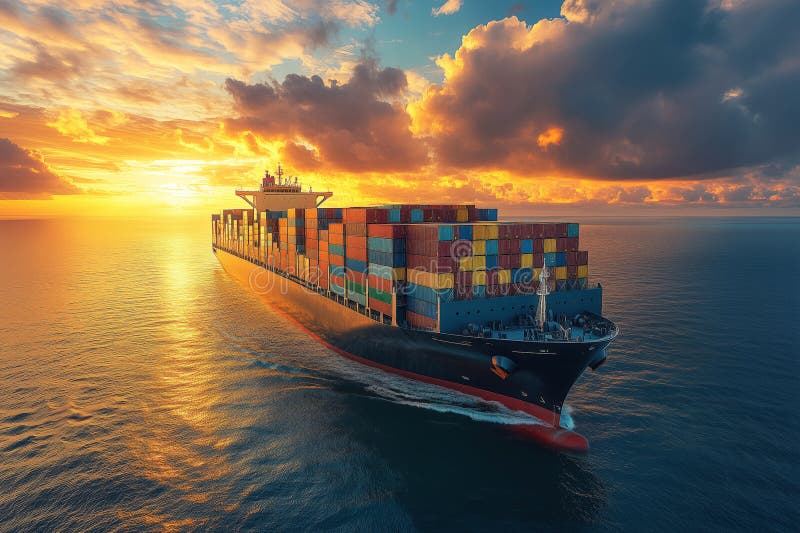 Large Container Ship Docking in the Port. Stock Illustration ...