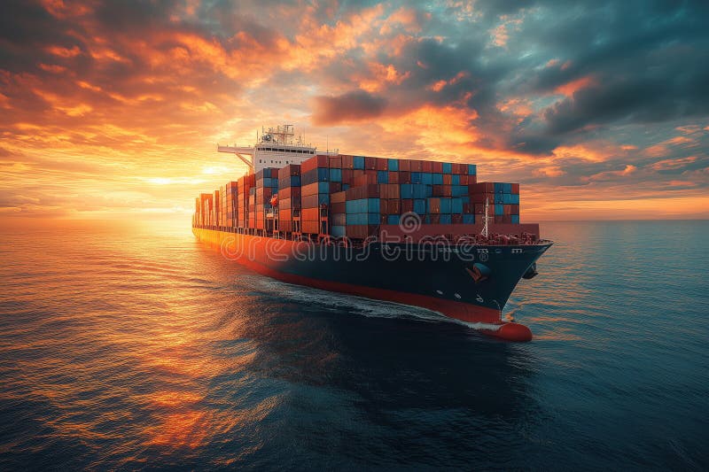 A Large Container Ship with Cargo Containers. Stock Illustration ...