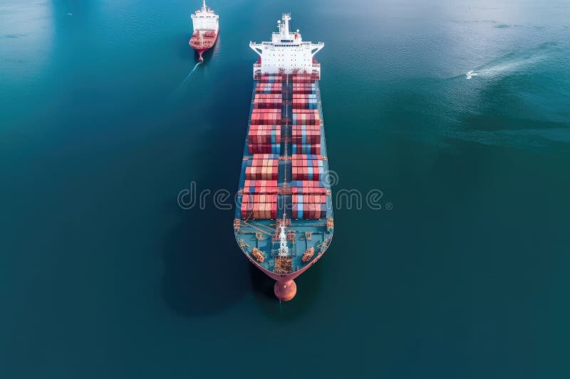Large Container Ship with Cargo at Sea. Freight Transportation Stock ...