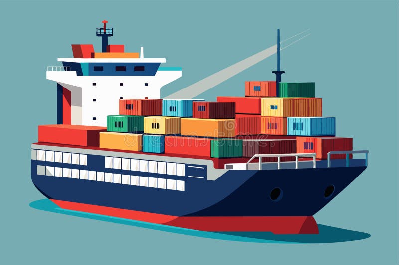 A Large Container Ship with Colorful Cargo Containers is Sailing on the ...