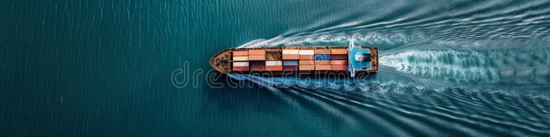 A Large Container Ship Crossing Open Waters Stock Photo - Image of ...