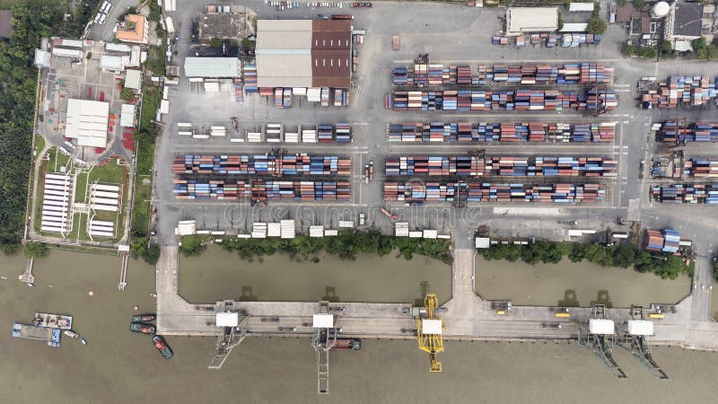 A Large Container Ship is Docked at a Port Stock Photo - Image of ...