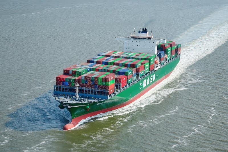A Large Container Ship is Floating on a Body of Water Stock Photo ...