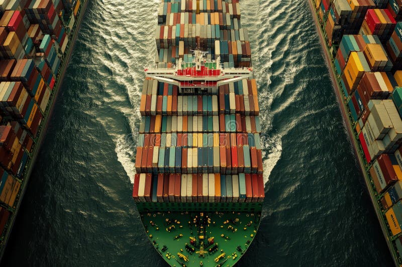 A Large Container Ship is Floating on a Body of Water Stock Image ...