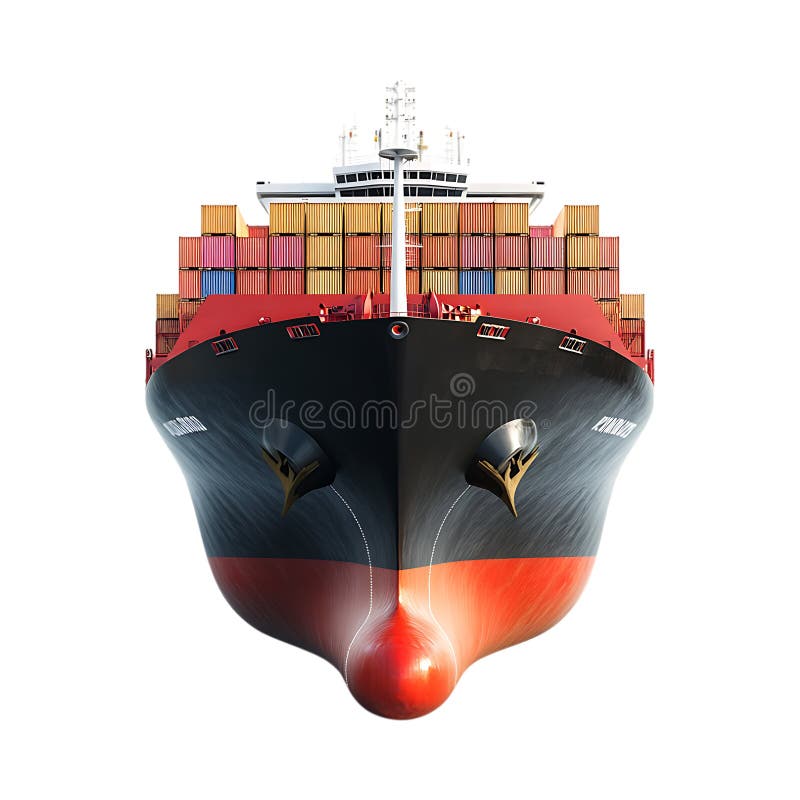 Large Container Ship Front View of a Modern Cargo Vessel Against ...