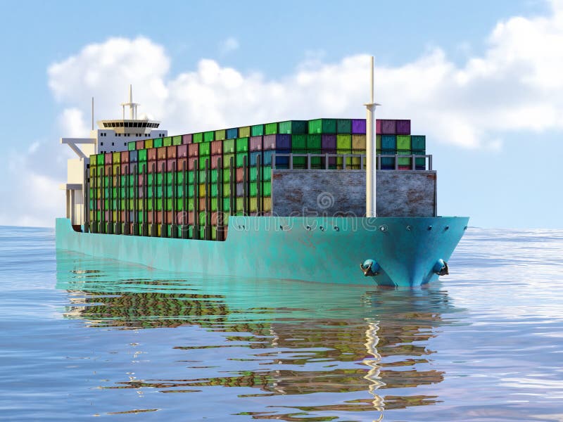 Large Container Ship with Full Cargo Load Stock Illustration ...