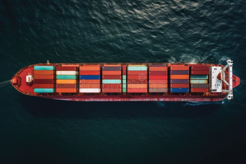 Large Container Ship Full Loaded with Containers and Cargo, Aerial Top ...