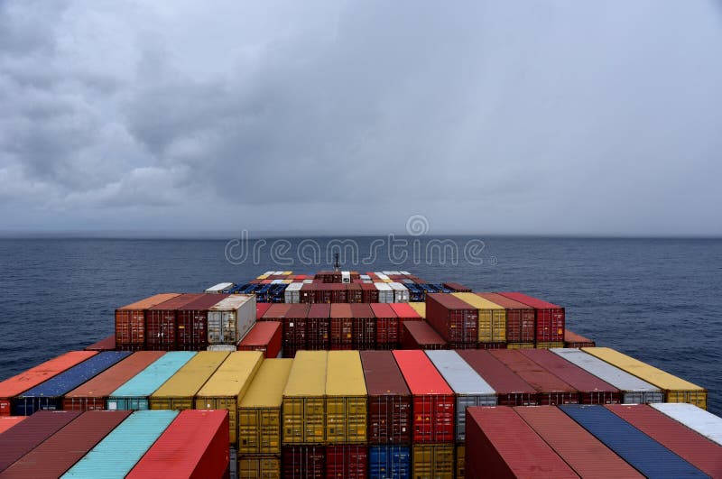 Large Container Ship, Fully Loaded with Colorful Containers Sailing ...