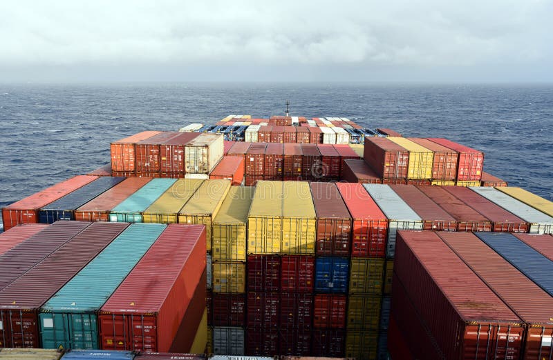 Large Container Ship, Fully Loaded with Colorful Containers Sailing ...