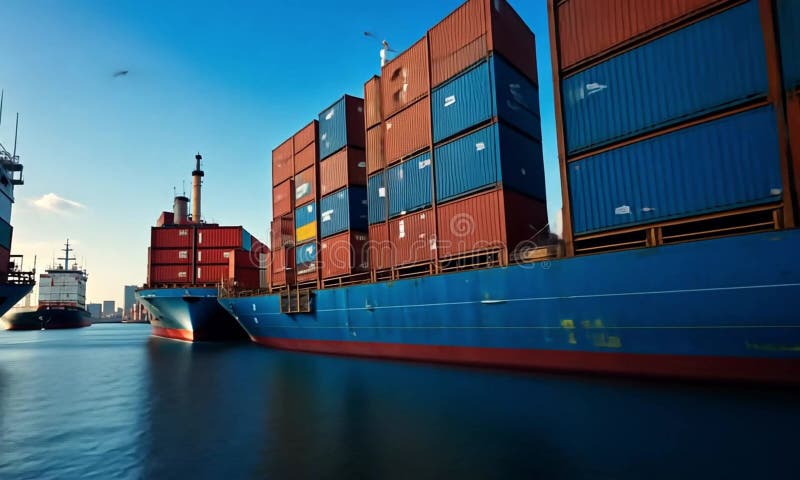 Large Container Ship at Harbor, Global Trade and Maritime Transport ...