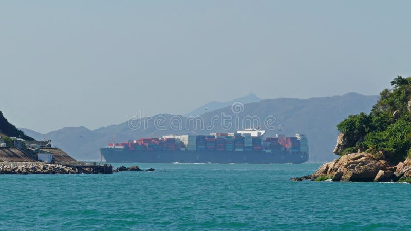 Large Container Ship in the Harbor of Hong Kong Stock Footage - Video ...