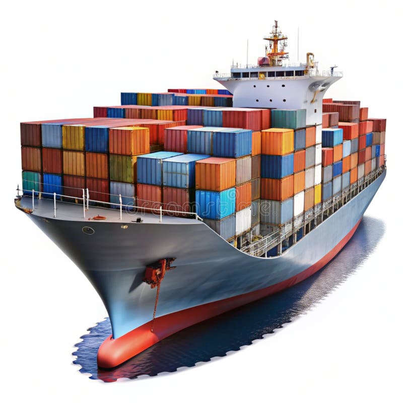 Large Container Ship Isolated Stock Illustration - Illustration of ...