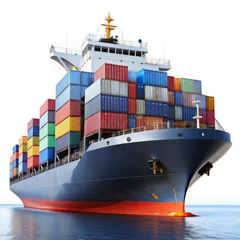 Large Container Ship Isolated on White Background Stock Illustration ...