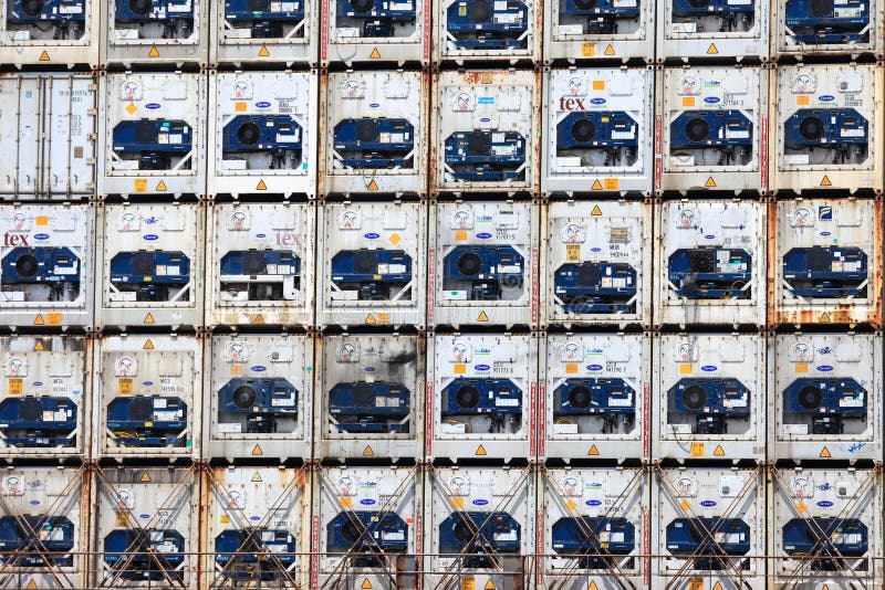 Large Container Ship Loaded with Refrigerated Containers. Editorial ...