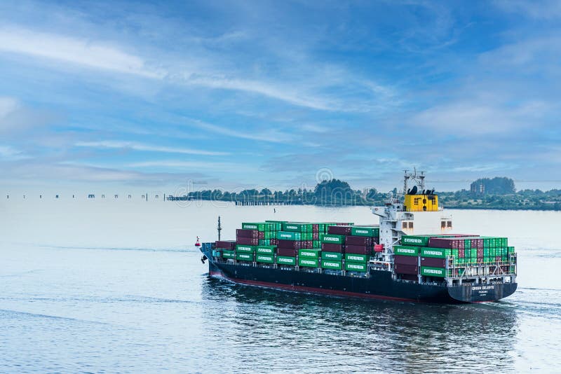 Large Container Ship "Green Celeste" Departing from the Container ...