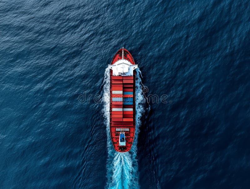 A Large Container Ship in the Middle of the Ocean Stock Photo - Image ...