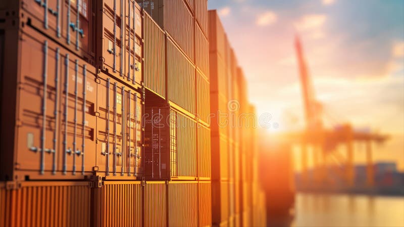 Large Container Ship Navigating through Calm Waters Representing the ...