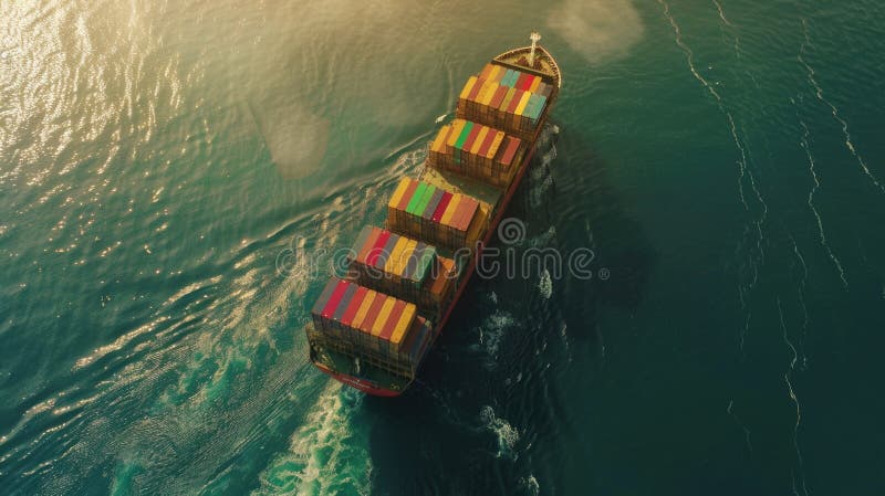 A Large Container Ship Navigating through the Open Waters. Suitable for ...