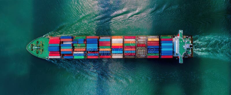 The Large Container Ship Navigating through Turquoise Waters with ...