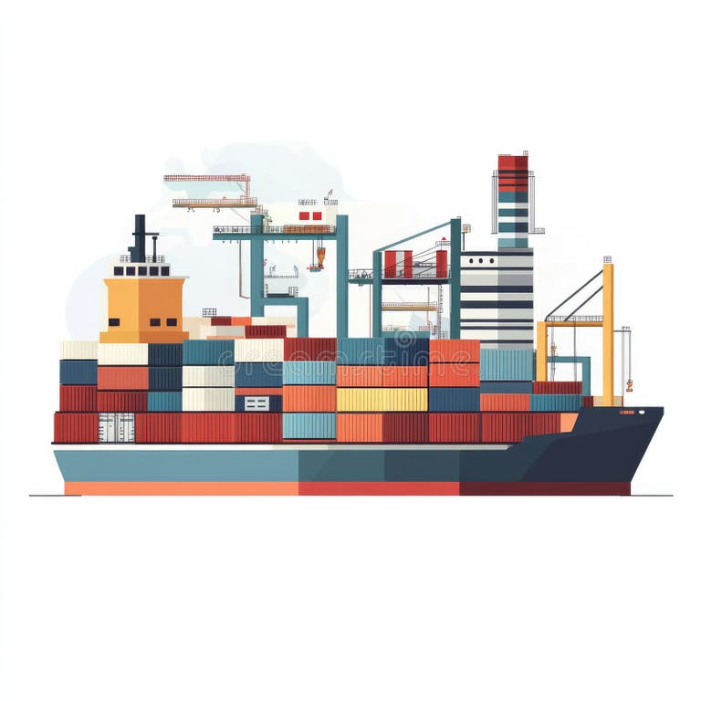 Large Container Ship at the Port, Ready for Loading and Export Stock ...