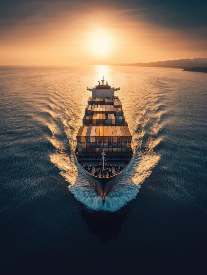 Container ship at sea stock image. Image of traffic - 388441683