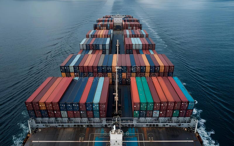 A Large Container Ship Sailing on Calm Blue Waters. the Ship is Loaded ...