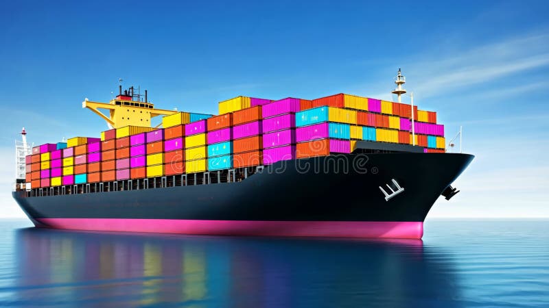 Large Container Ship Sailing on Calm Ocean Waters Stock Video - Video ...