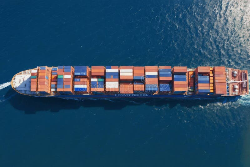 A Large Container Ship Sailing on a Clear Summer Day on the Open Sea ...