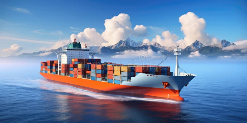 A Large Container Ship Sailing in the Ocean Stock Image - Image of ship ...